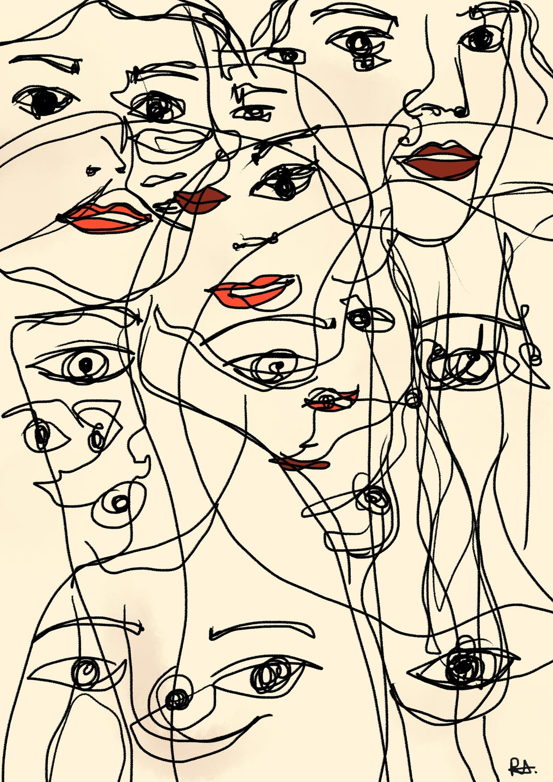 Illustration, Women, One Line Drawing, Line Drawing, Empowering, - Etsy