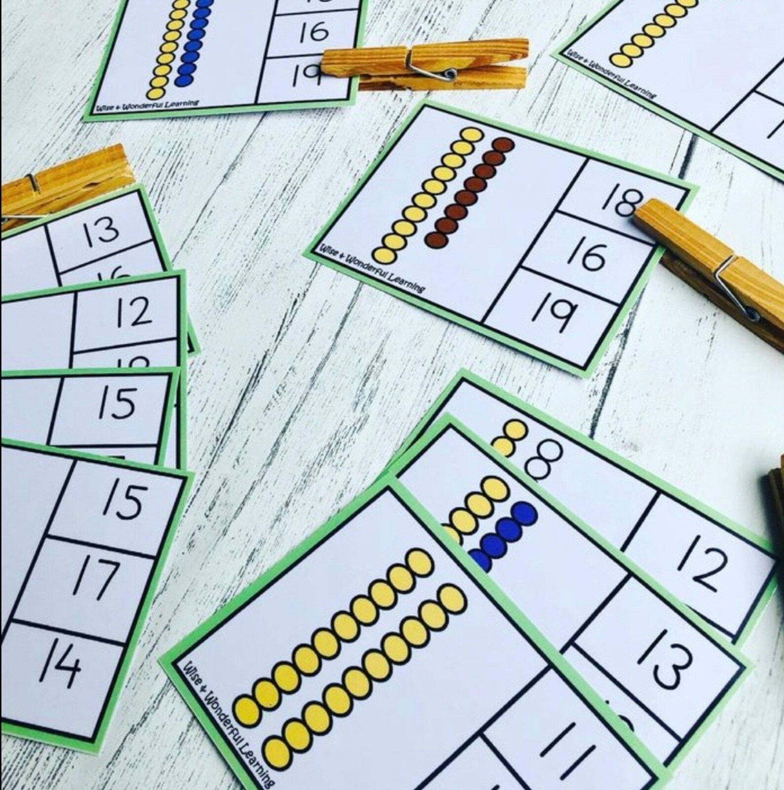 Montessori Bead Number Clip Peg Counting Cards - Etsy