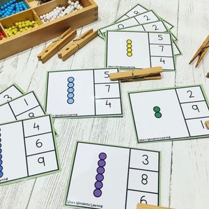 Montessori Bead Number Clip Peg Counting Cards - Etsy