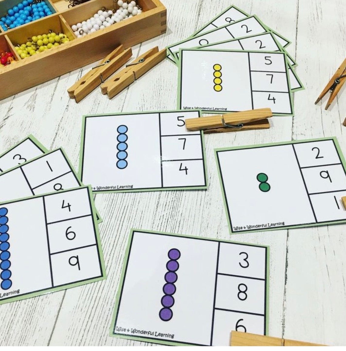 Montessori Bead Number Clip Peg Counting Cards - Etsy