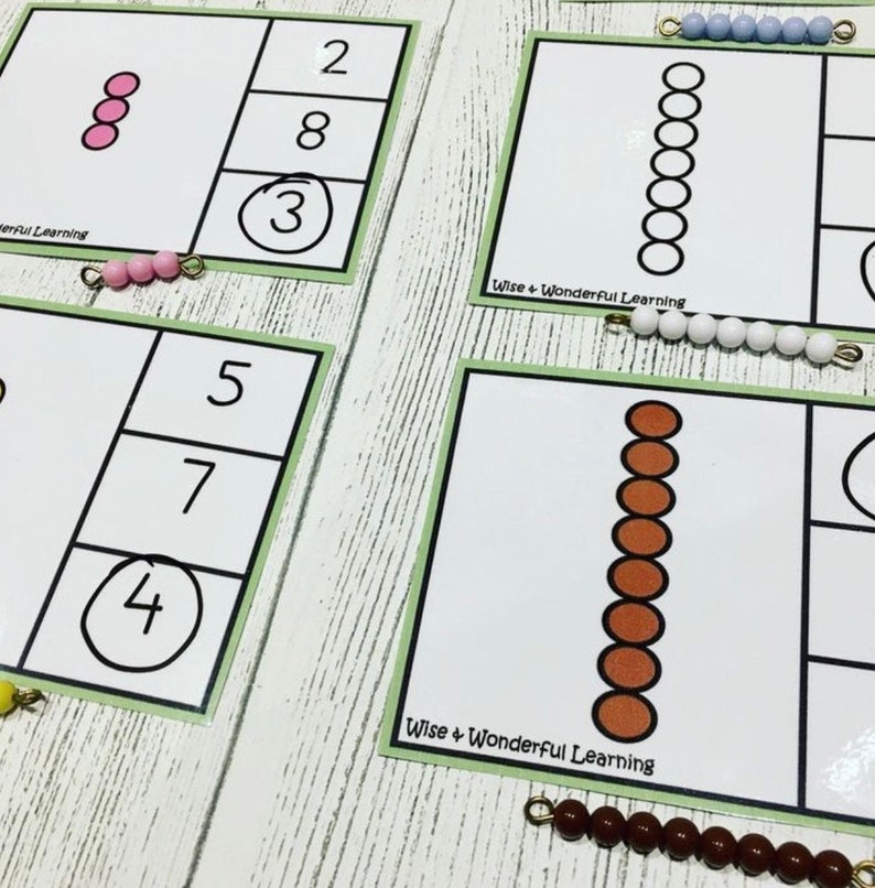 Montessori Bead Number Clip Peg Counting Cards - Etsy