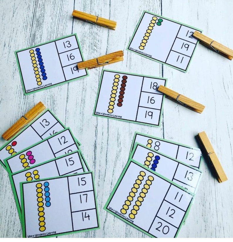 Montessori Bead Number Clip Peg Counting Cards - Etsy