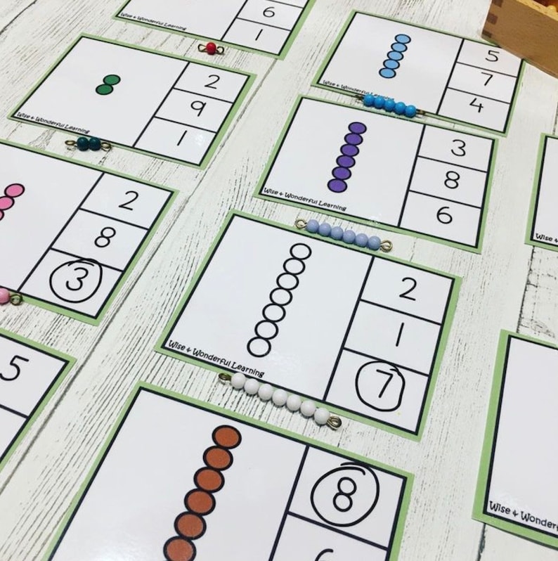 Montessori Bead Number Clip Peg Counting Cards - Etsy