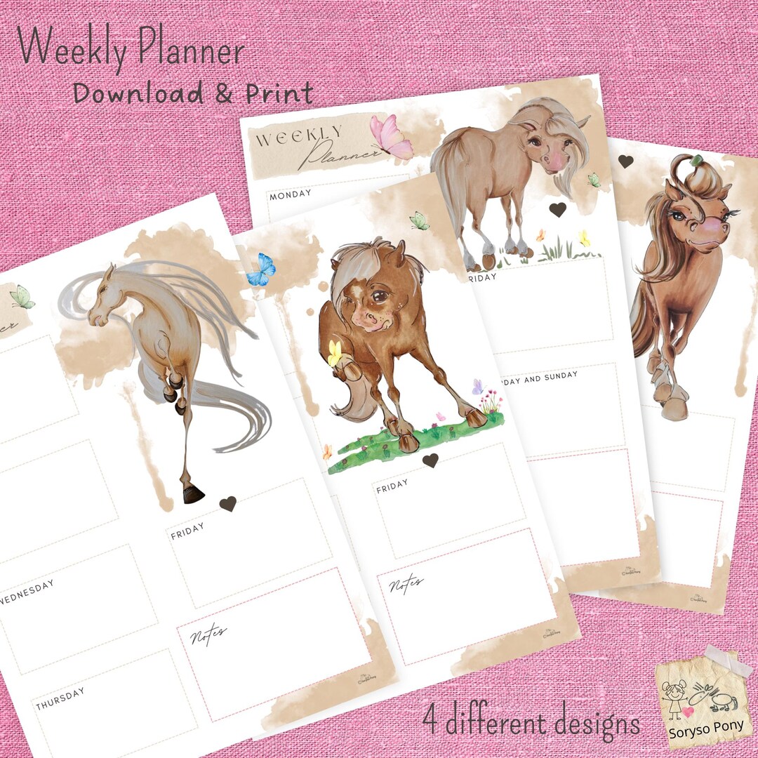 Weekly Planner,timetable, Horse Picture, Timetable for the Start of ...