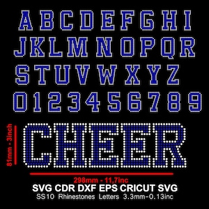 Rhinestone Font CHEER College Alphabet Varsity Sport Letters SS10 ...
