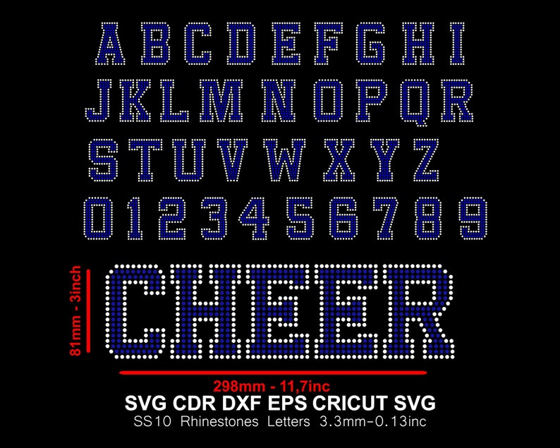 Rhinestone Font CHEER College Alphabet Varsity Sport Letters - Etsy