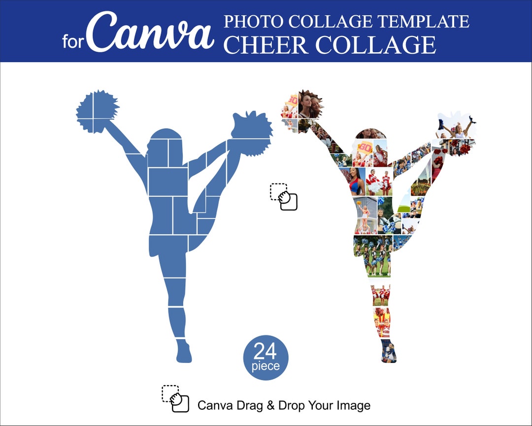 Canva Cheer Girl Design Photo Collage Templates 24pcs Inside Editable ...