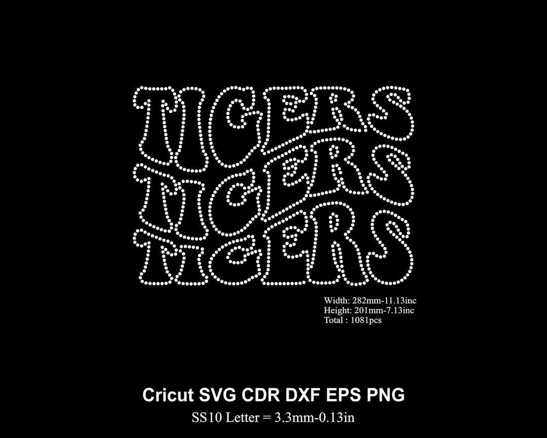Wavy Tigers Rhinestone Template SS10 Size Tigers Waves Rhinestone ...