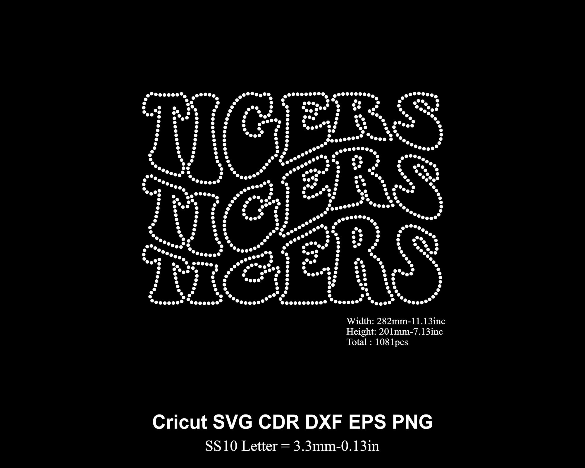 Wavy Tigers Rhinestone Template SS10 Size Tigers Waves Rhinestone ...
