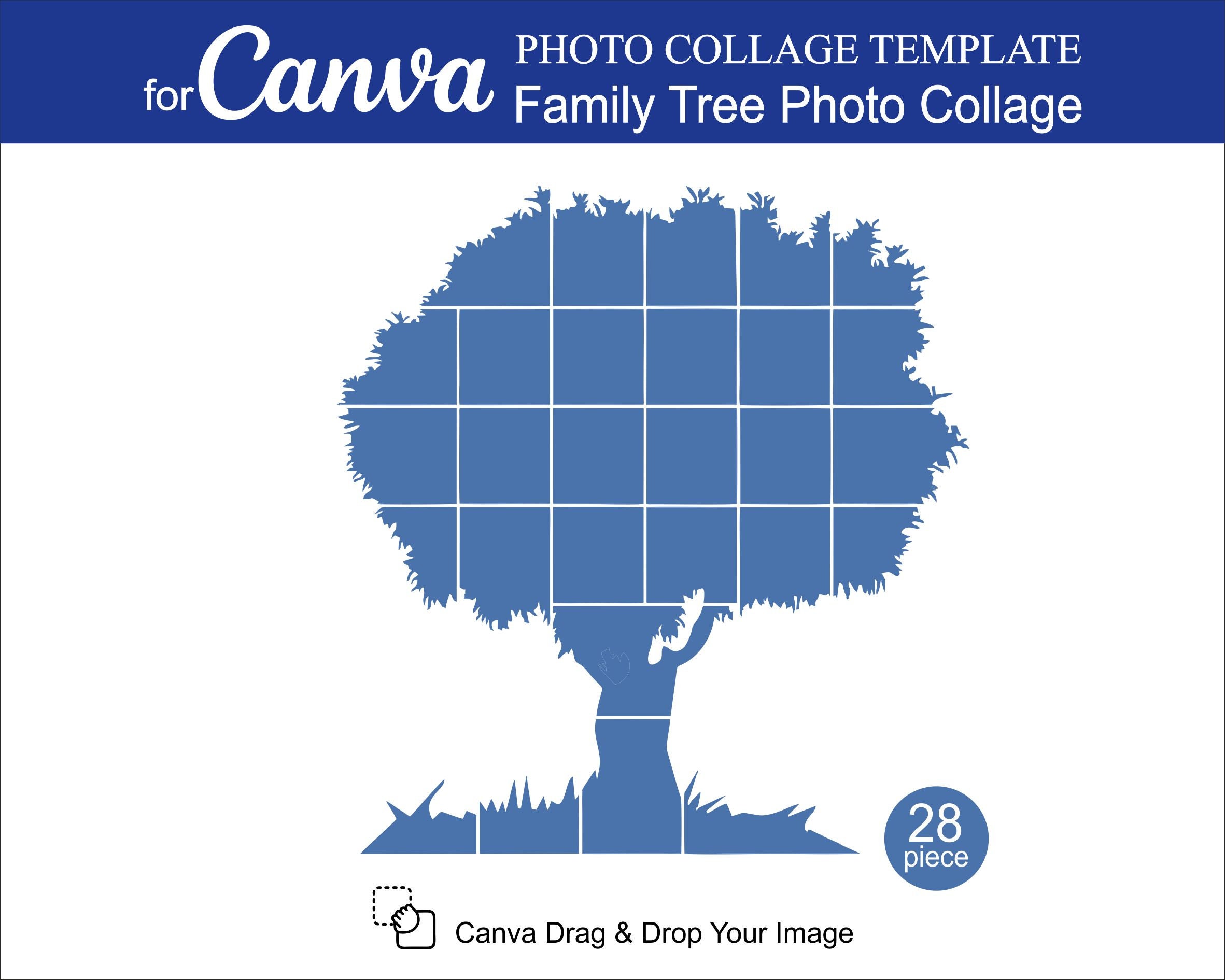 Canva Family Tree Photo Collage Templates 28 Pcs Inside Editable Canva ...