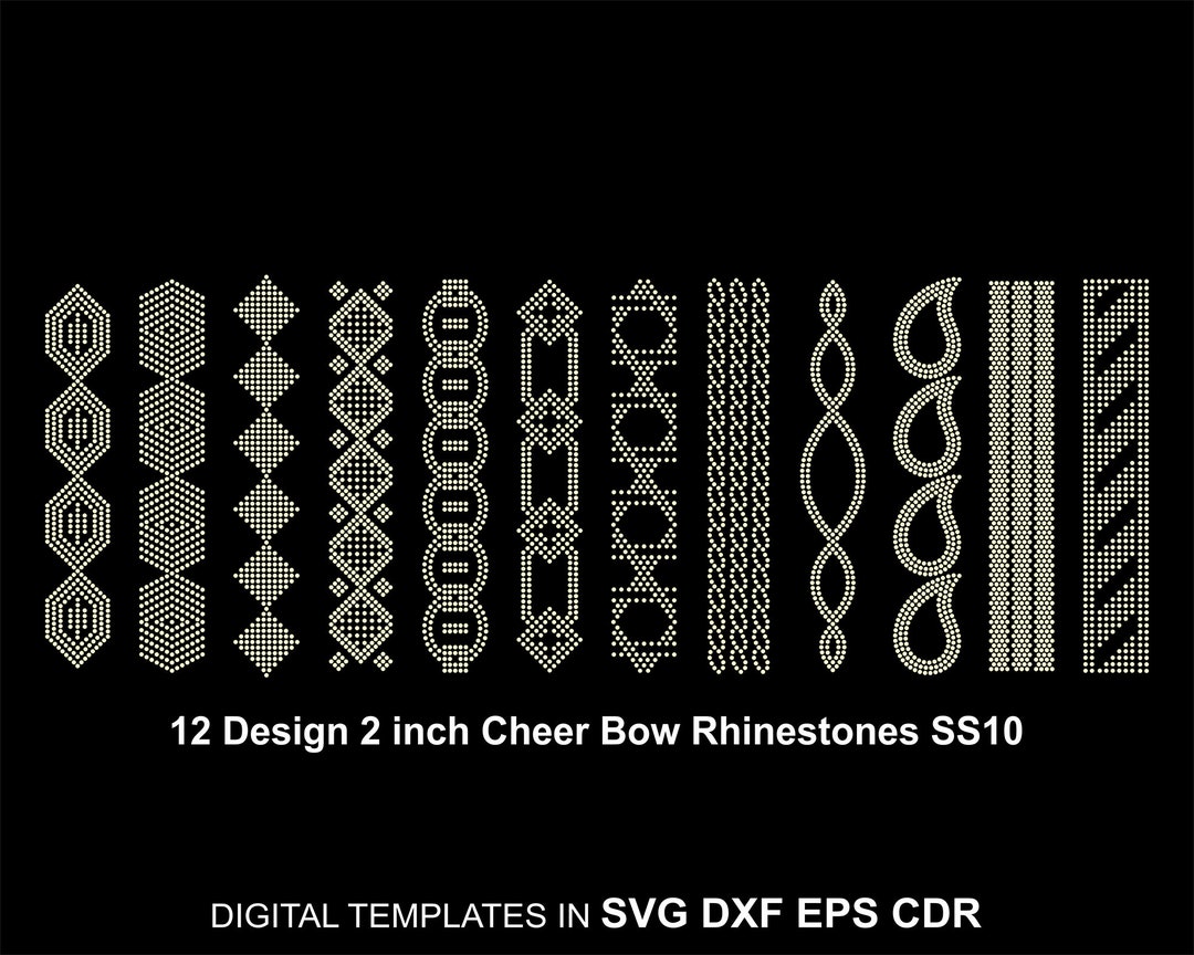 12 Cheer Bow Rhinestone Template 2inch Ribbon Rhinestone SS10 Ribbon ...