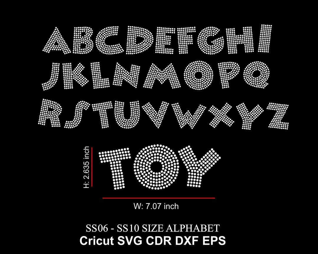 TOYS Rhinestone Font Bold Alphabet Font SS06 or SS10 Letters Rhinestone ...