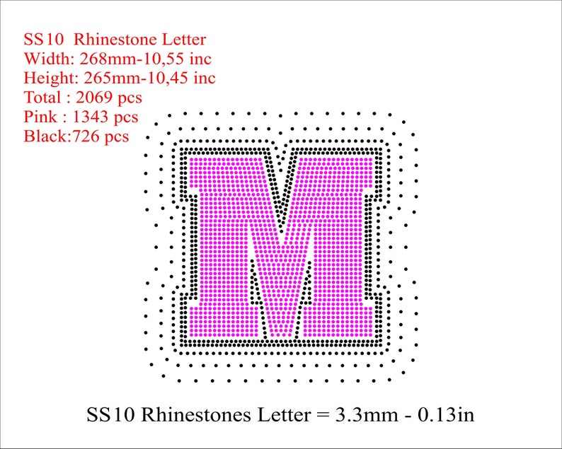 Capital Letter M Rhinestone Huge Letters College Alphabet Font Two ...