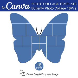 Canva Butterfly Photo Collage Templates 18 Pcs Inside Editable Canva ...