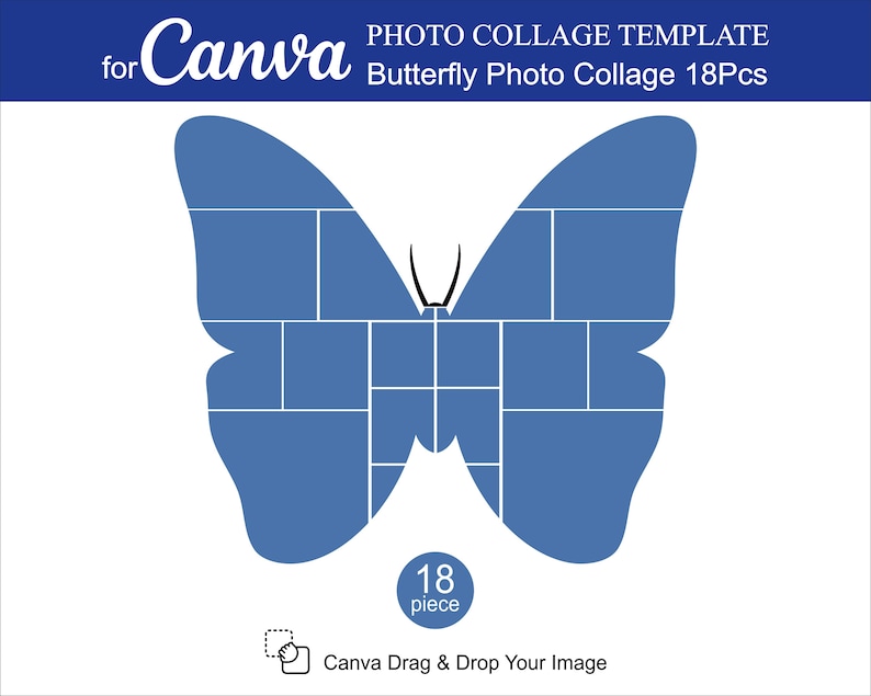 Canva Butterfly Photo Collage Templates 18 Pcs Inside Editable Canva ...