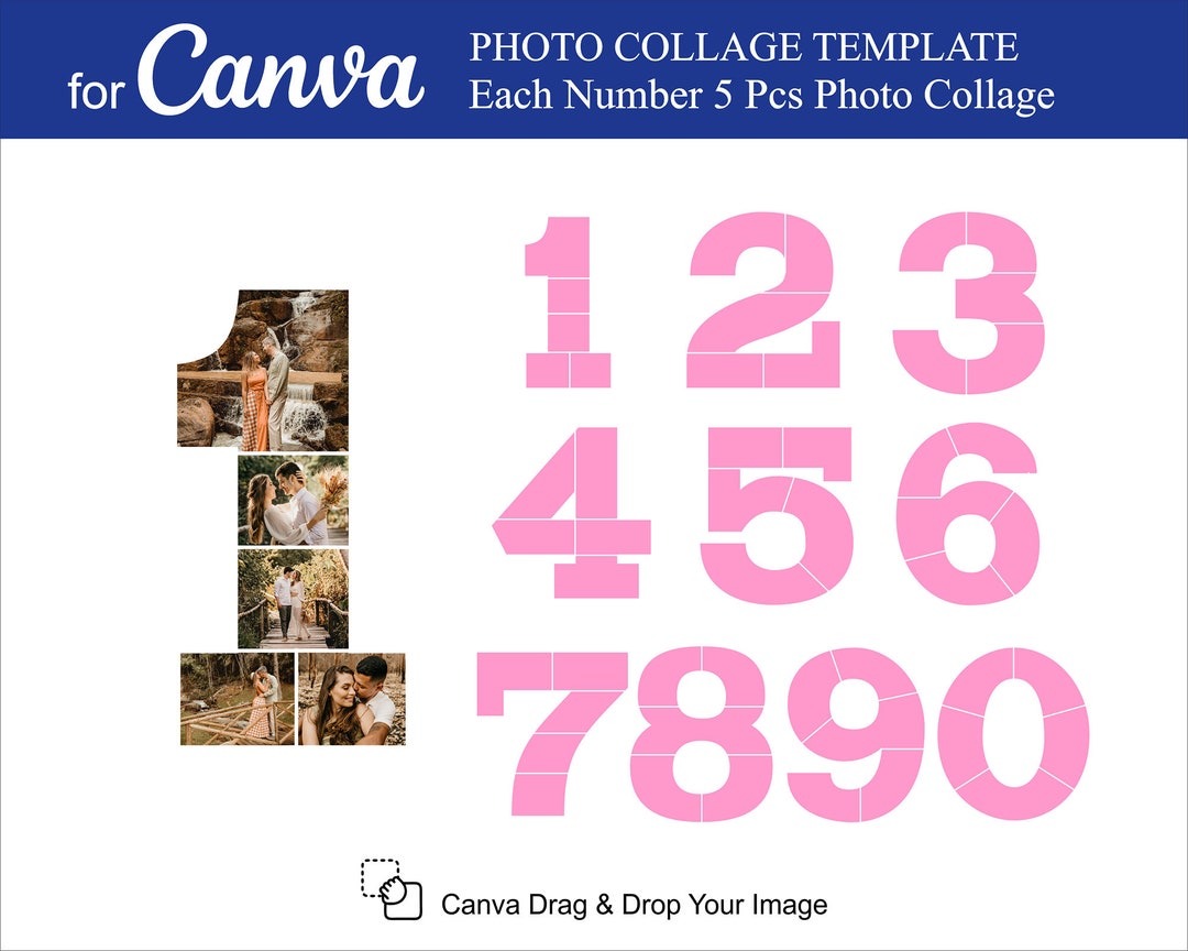 Canva Numbers Photo Collage 5pcs Inside Photo Collage Canva Canva Photo ...