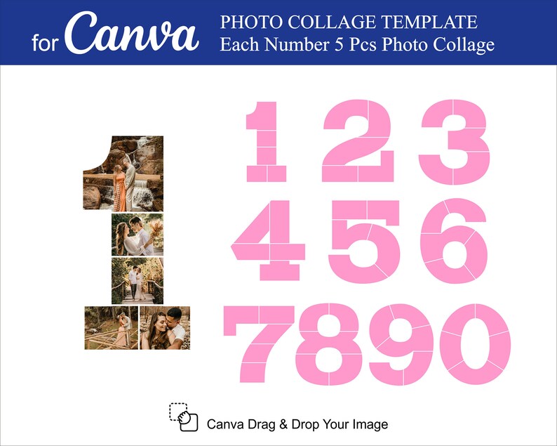 Canva Numbers Photo Collage 5pcs Inside Photo Collage Canva Canva Photo ...