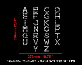 Rhinestone Font Template Svg Rhinestone Alphabet Design Png Eps Dxf ...