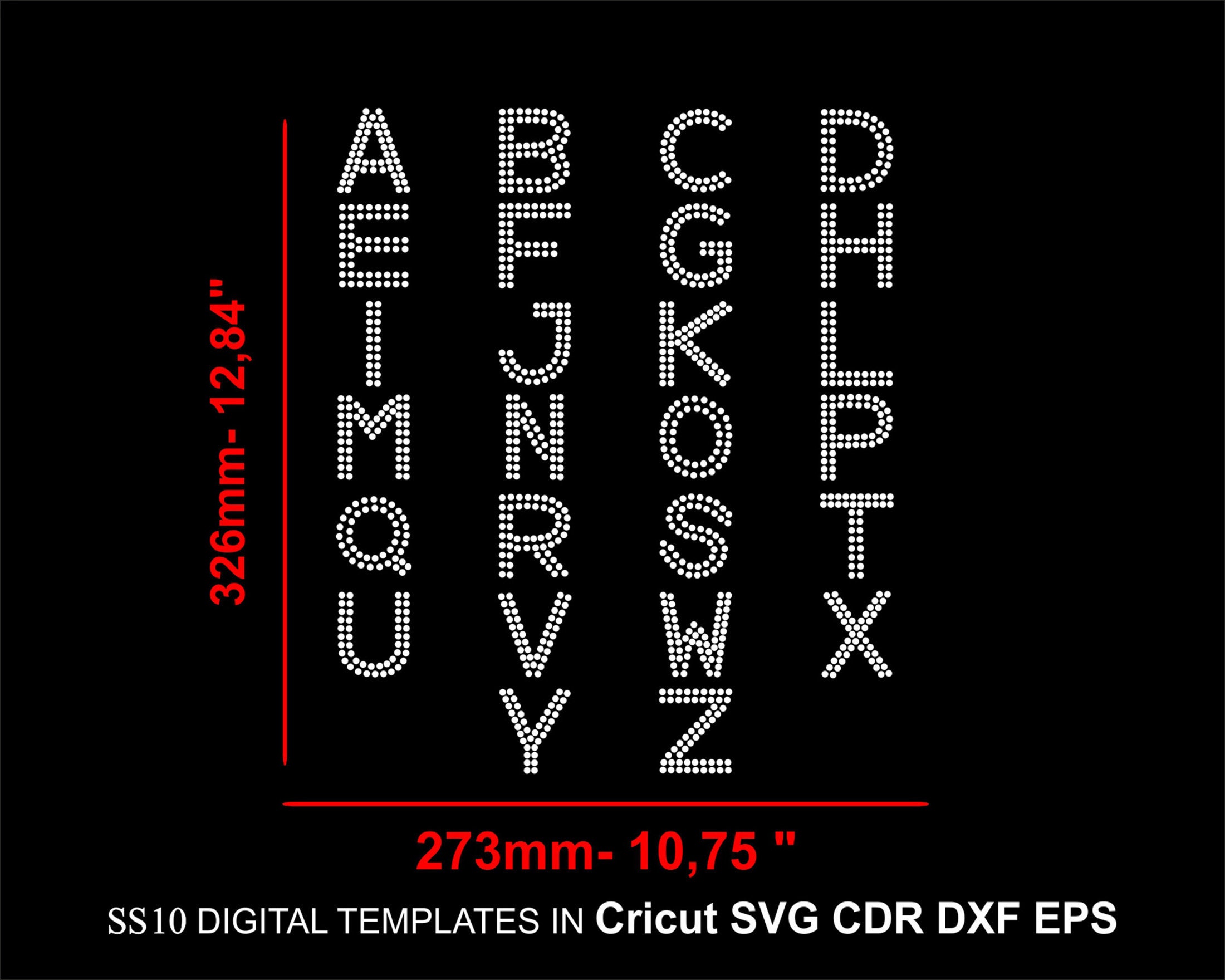 Rhinestone Alphabet Design SS10 Rhinestone Letters Template Rhinestone ...