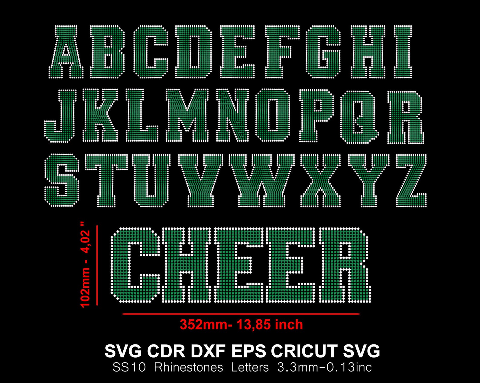 Rhinestone Font CHEER College Alphabet Varsity Sport Letters SS10 ...