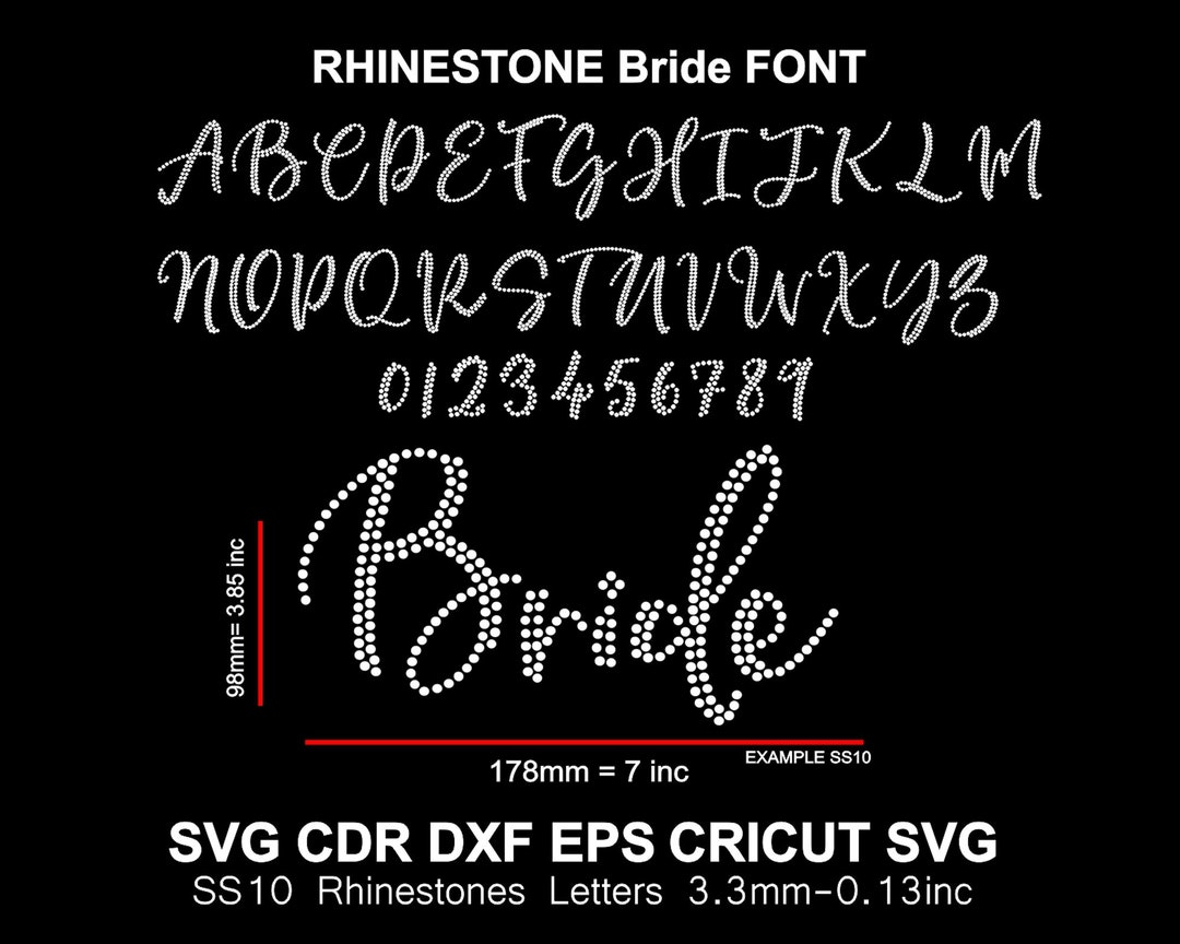 Bride Rhinestone Font Wedding Font Rhinestone Alphabet Letters SS10 ...