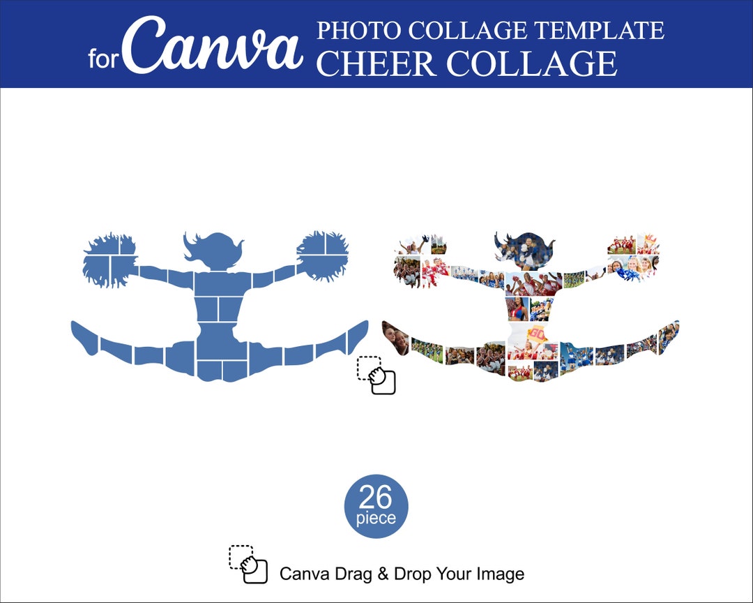 Canva Cheer Girl Design Photo Collage Templates 26 Pcs Inside Editable ...