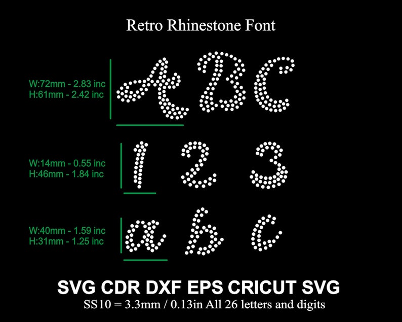 Retro Rhinestone Retro Style Font Rhinestone Alphabet Letters SS10 ...