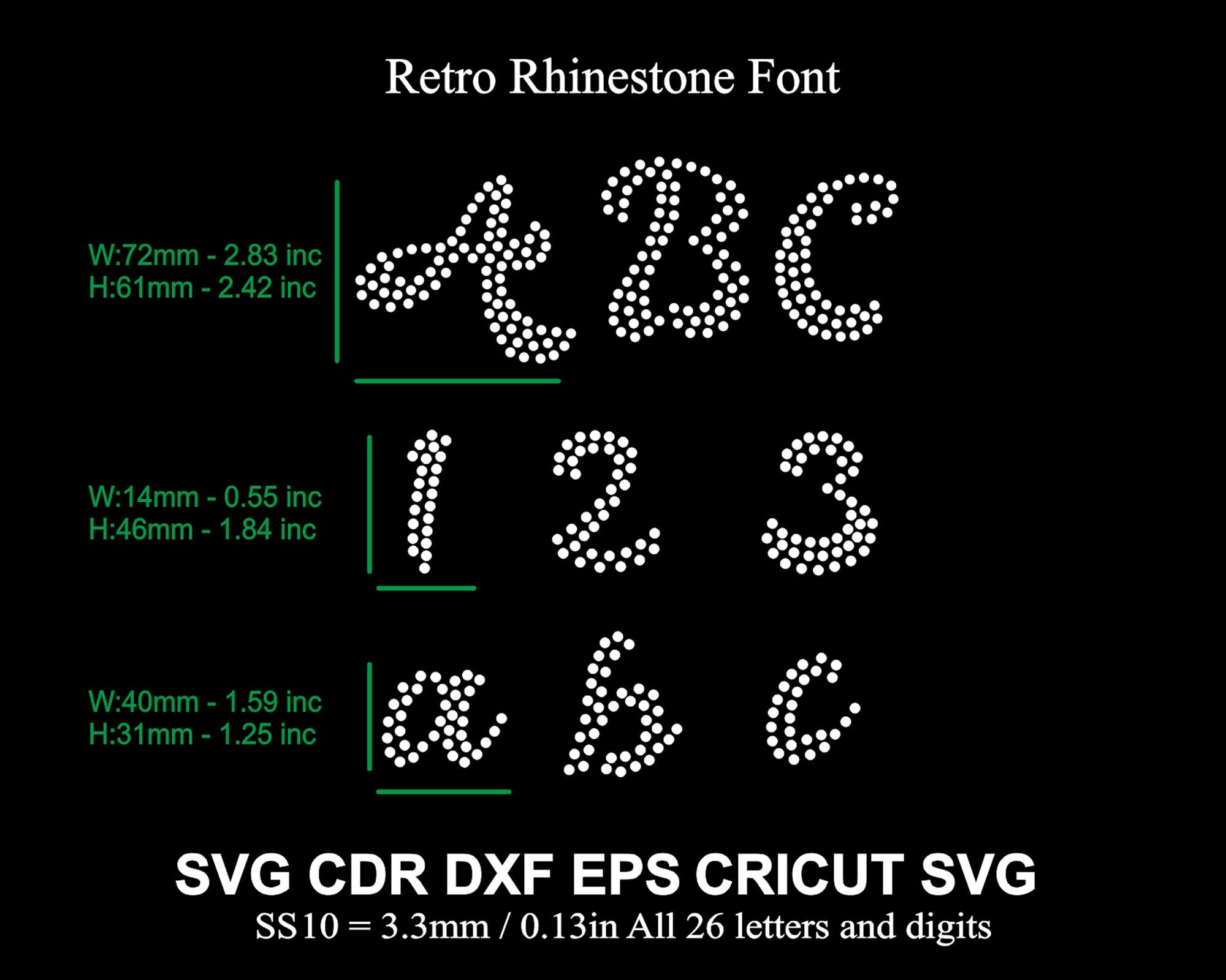 Retro Rhinestone Retro Style Font Rhinestone Alphabet Letters SS10 ...