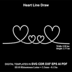 Heart Line Draw Rhinestone Design Valentines Day Rhinestone Template ...