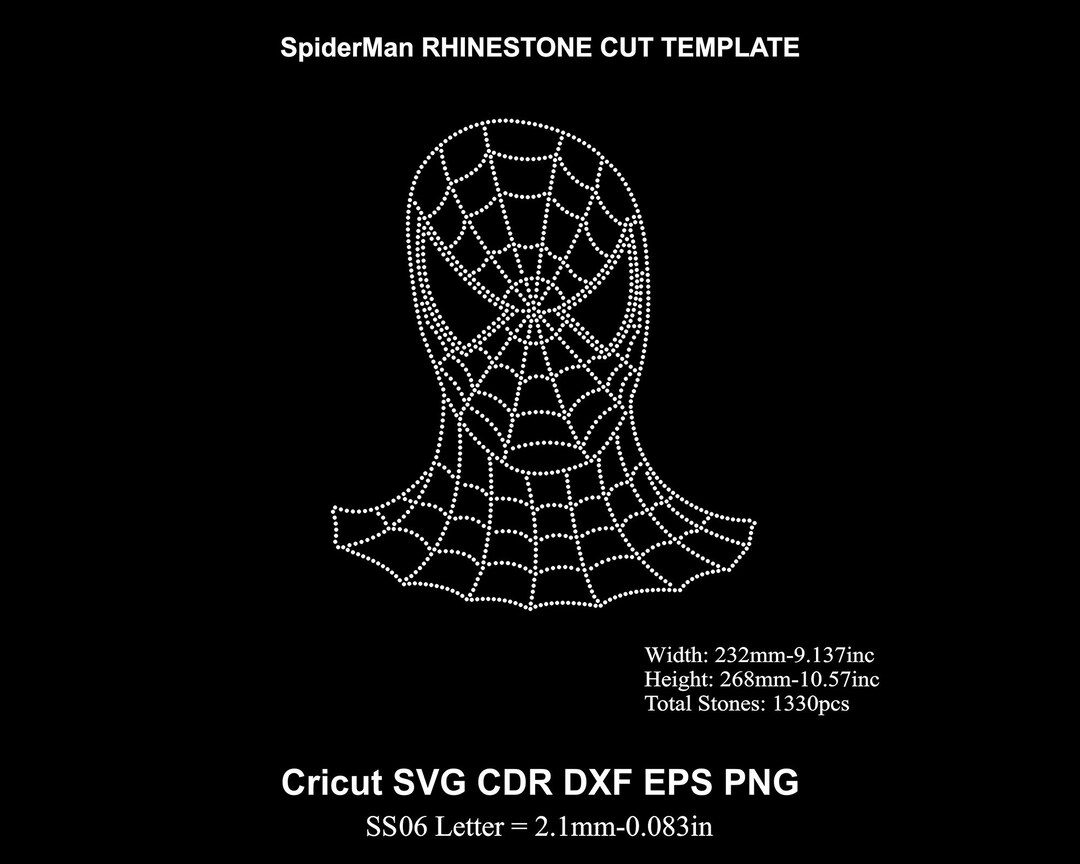 Hero Spider Rhinestone Template SS06 Size Spider Hero Face Design ...