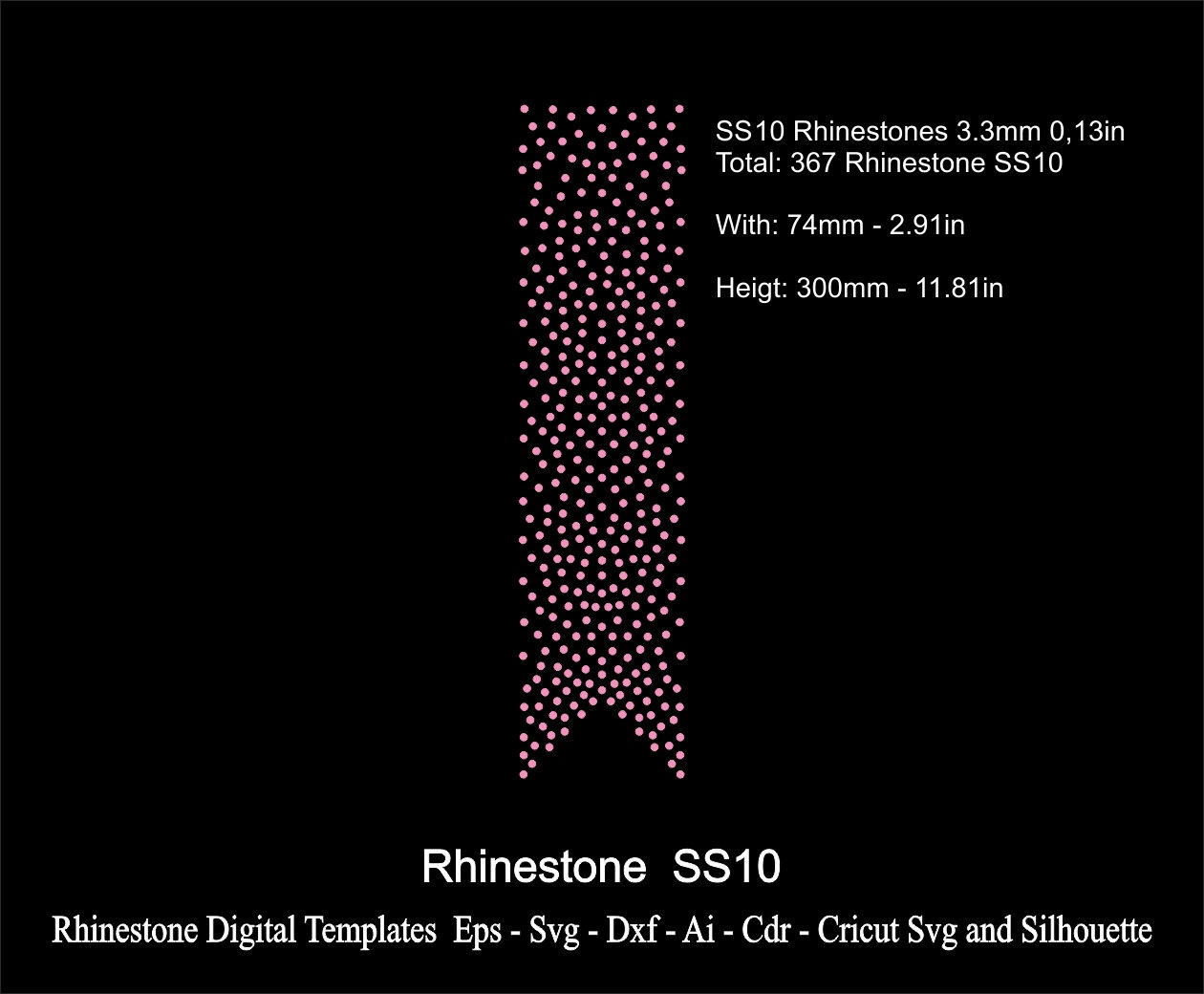 10 Cheer Bow Rhinestone Template 3inch Ribbon Rhinestone SS10 Ribbon ...
