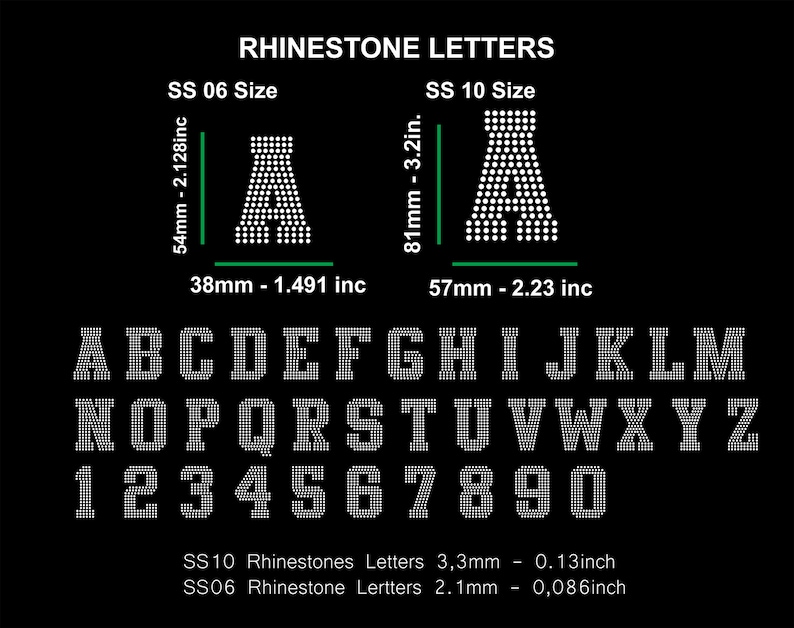 CHEER Rhinestone Font Letters Pattern Alphabet Cheer Letters SS06 SS10 ...