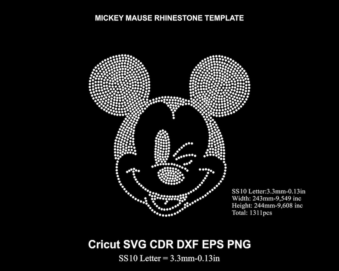 Rhinestone Mickey Rhinestone Template Mause Rhinestone SS10 Size for ...