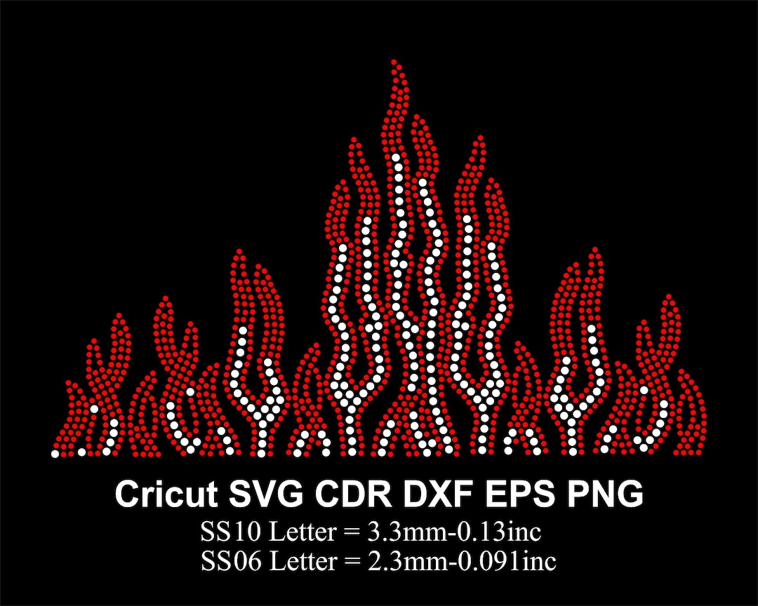 Flame Rhinestone Template SS10 and SS06 Size Flame Design Rhinestone ...