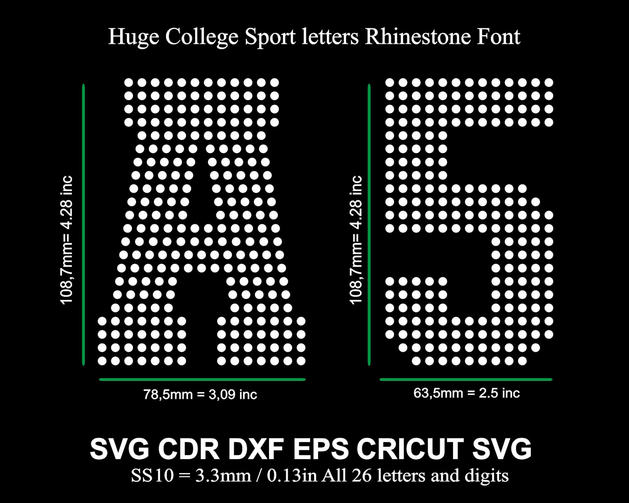 Huge Font Rhinestone College Letters and Numbers Varsity Font ...