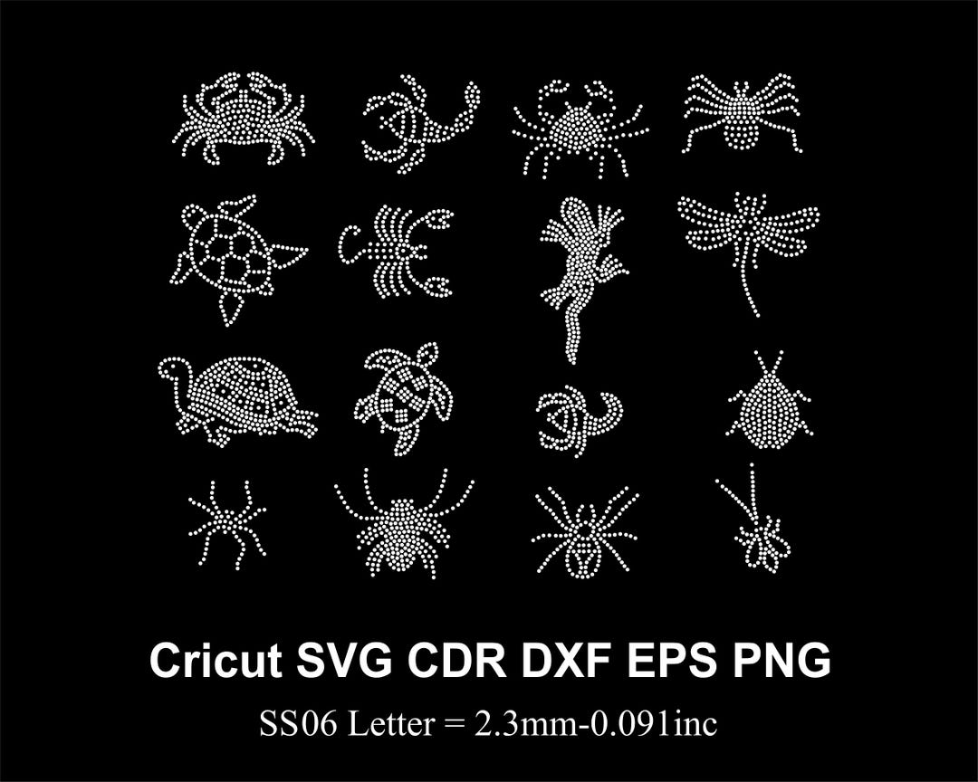 Small 16 Animal Rhinestone Template SS06 Size Animals Rhinestone for ...