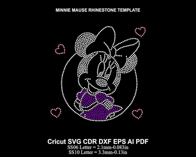 Rhinestone Minnie Rhinestone 3color Template Mause Rhinestone SS06 SS10 ...
