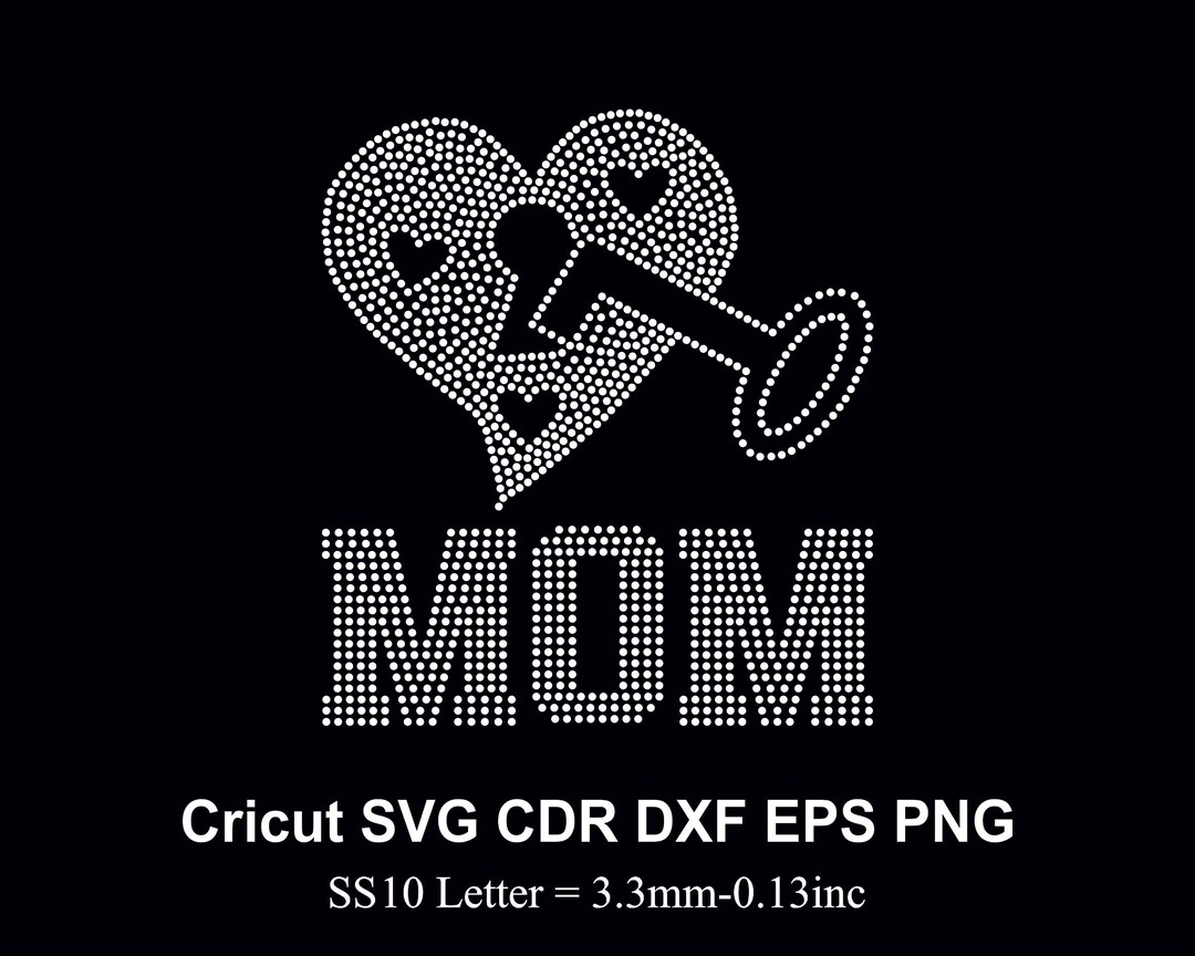 Rhinestone Mom Heart Key Design Rhinestones Template SS10 Size for ...