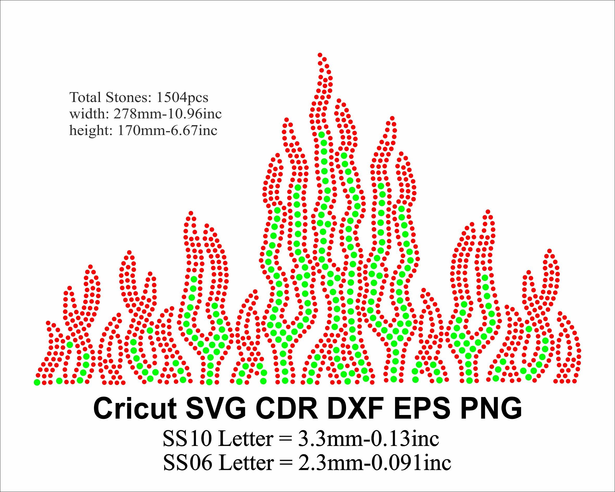 Flame Rhinestone Template SS10 and SS06 Size Flame Design Rhinestone ...