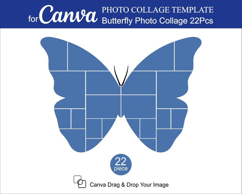 Canva Butterfly Photo Collage Templates 22pcs Inside Editable Canva for ...
