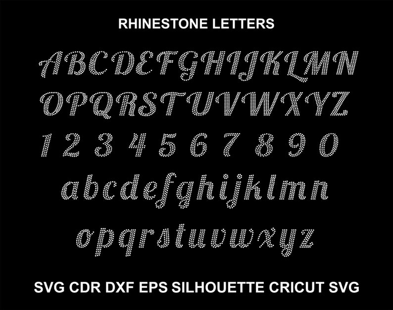 Blessed Rhinestone Font Letters Pattern Alphabet Blessed Letters SS06 ...