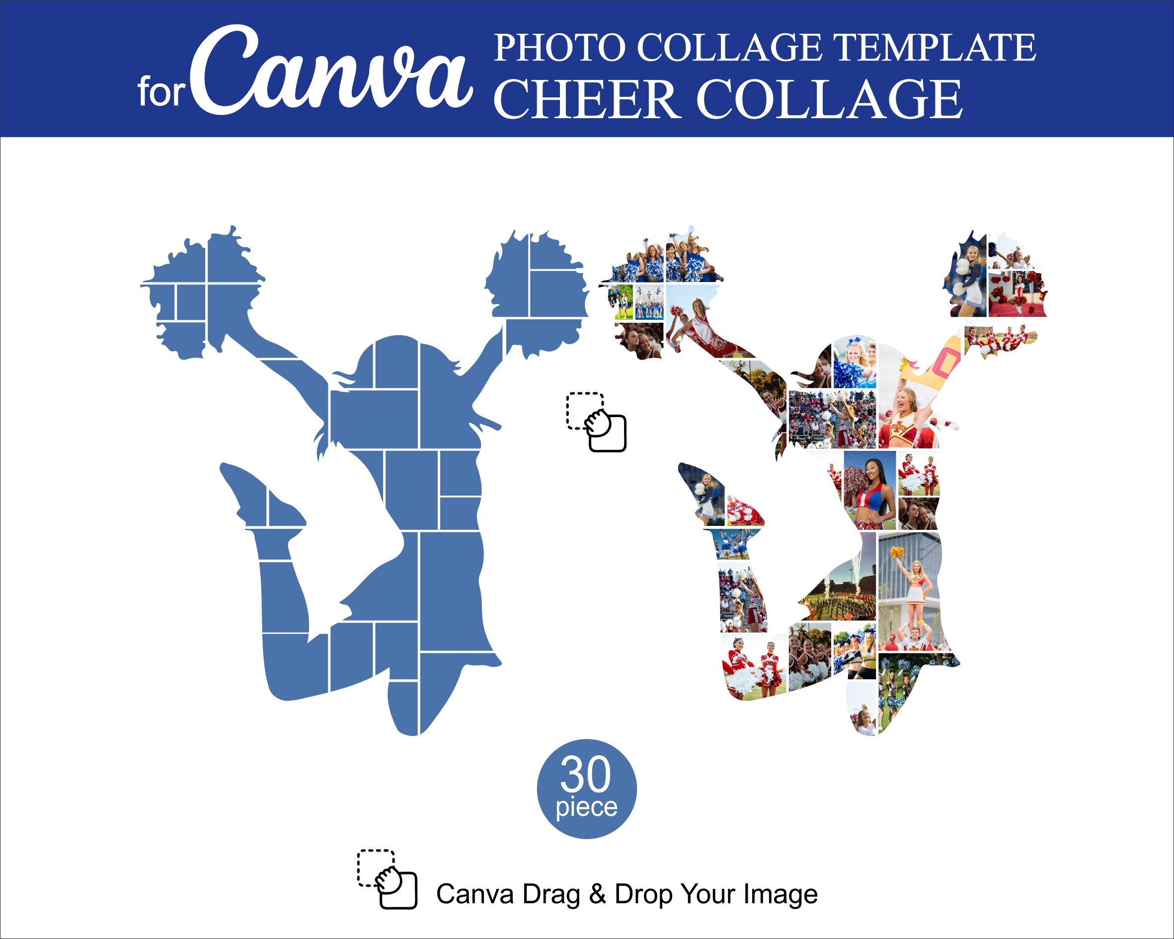 Canva Cheer Girl Photo Collage Templates 30 Pcs Inside Editable Canva ...