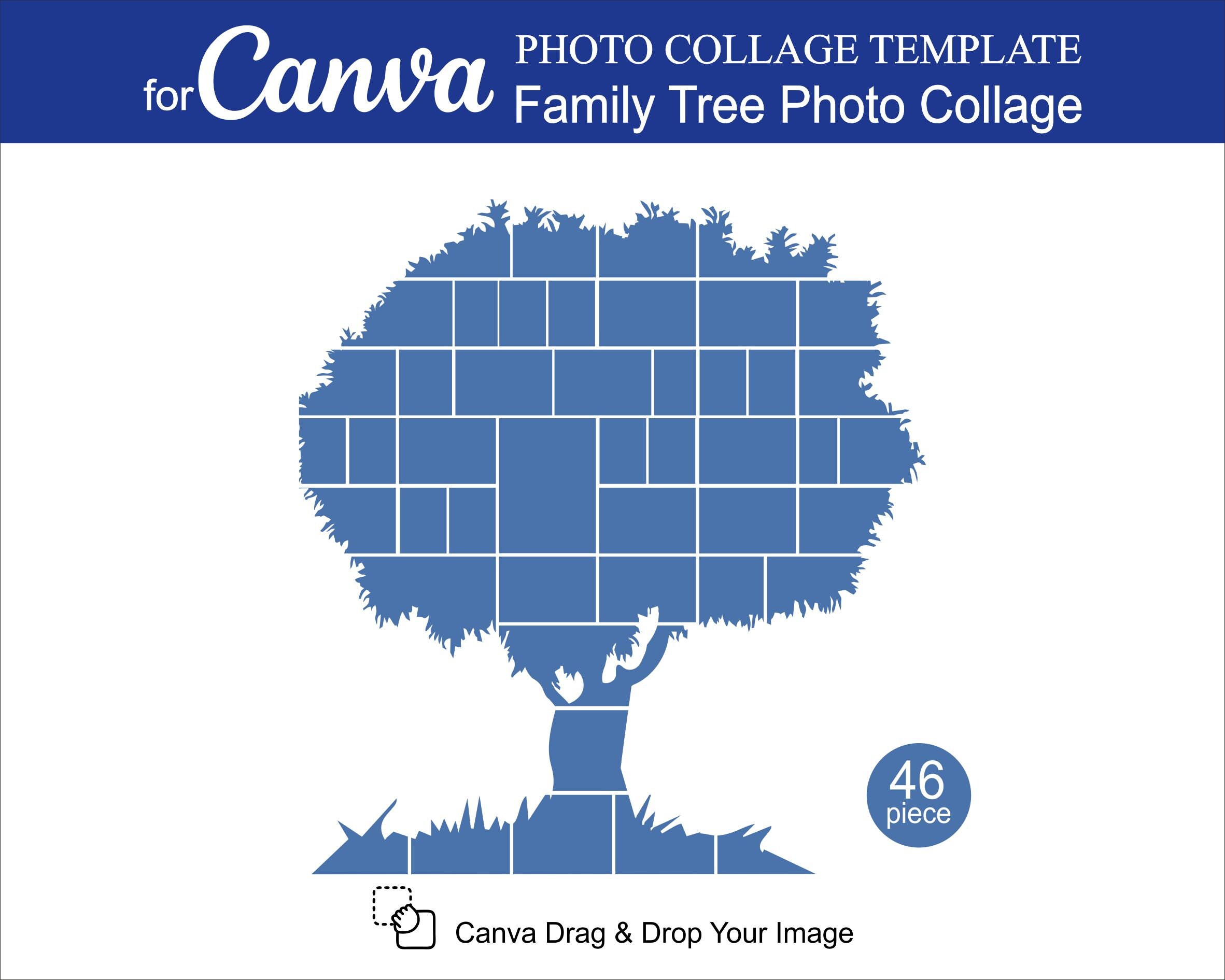 Canva Family Tree Photo Collage Templates 46 Pcs Inside Editable Canva ...