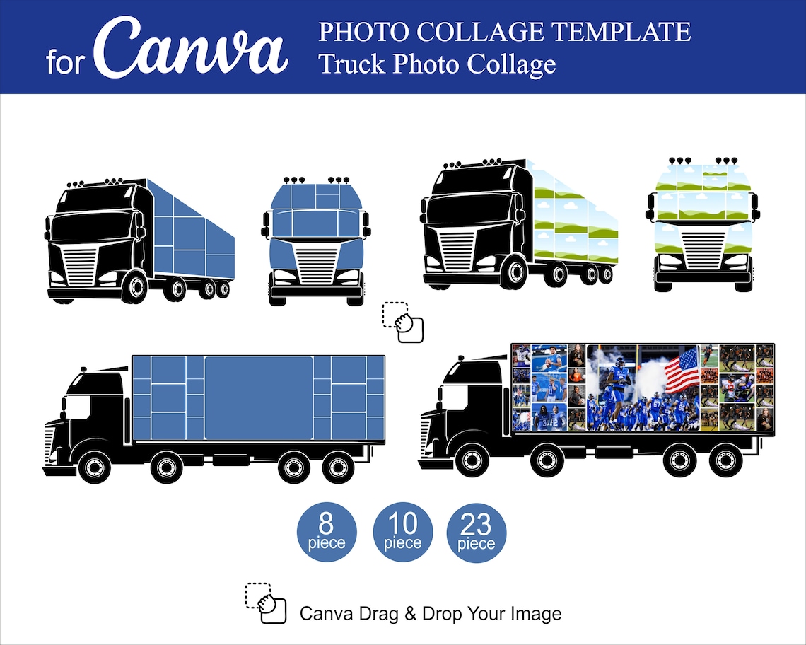 Truck Photo Collage 8pcs and 23pcs Inside Photo Collage Canva Long ...