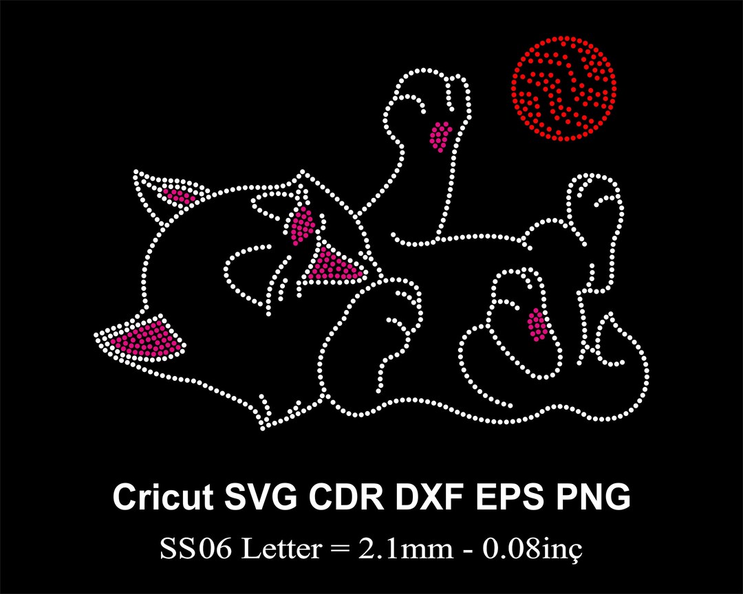 Cute Cat Rhinestone Template SS06 Size Cats Design Rhinestone Cat ...
