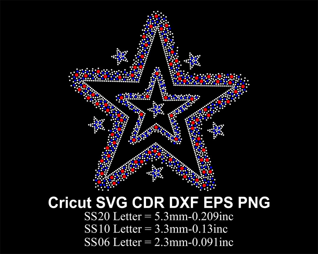 Star Rhinestone Template Ss06 SS10 Ss20 Size Stars Design Rhinestone ...