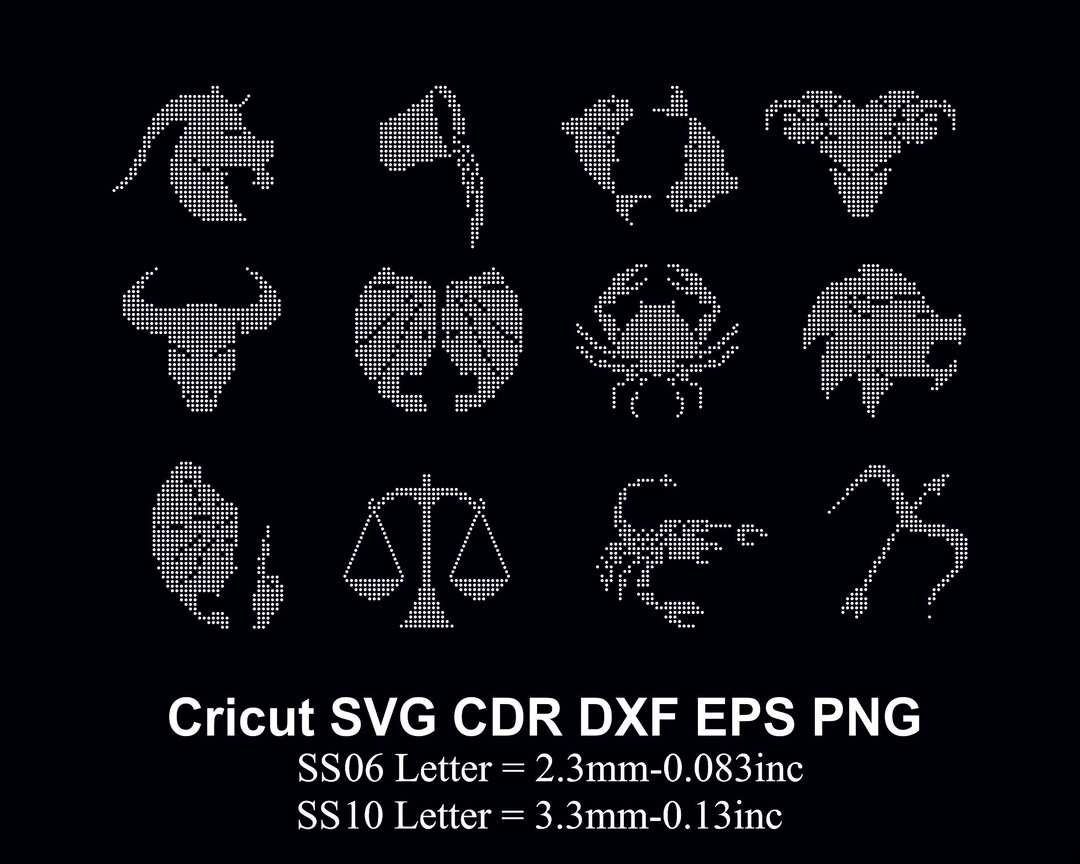 Rhinestone Horoscope Design Rhinestones Zodiac Template 12 Design SS06 ...
