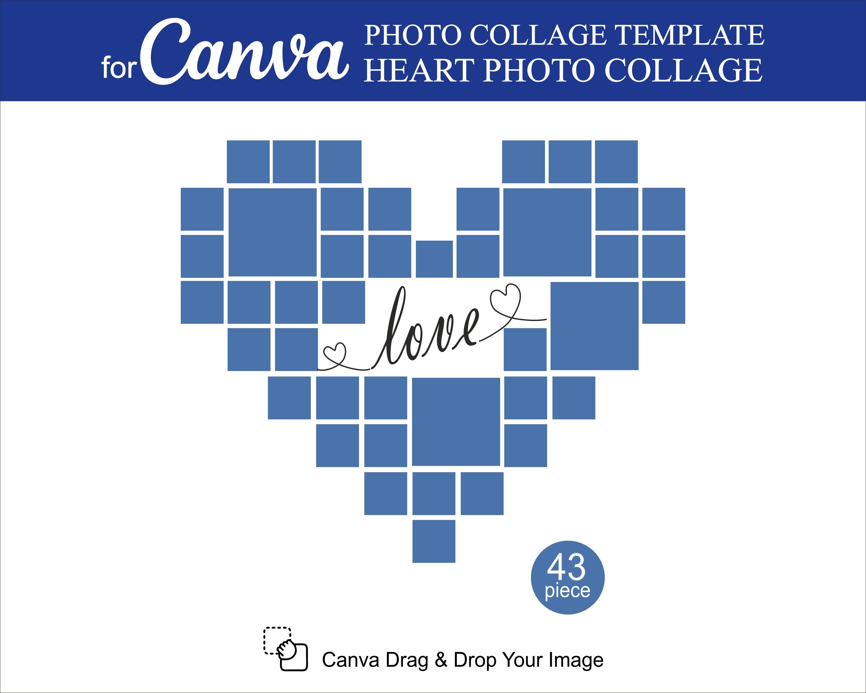 Canva Heart Photo Collage Templates 43 Pcs Inside Editable Canva for a ...