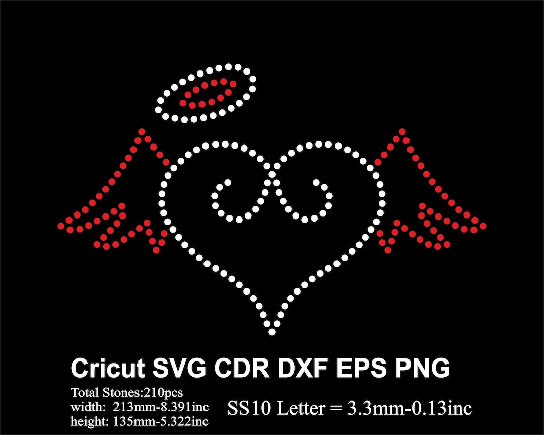 Rhinestone Heart Rhinestones Template Ss10 Ss Size for Cricut Svg Dxf ...