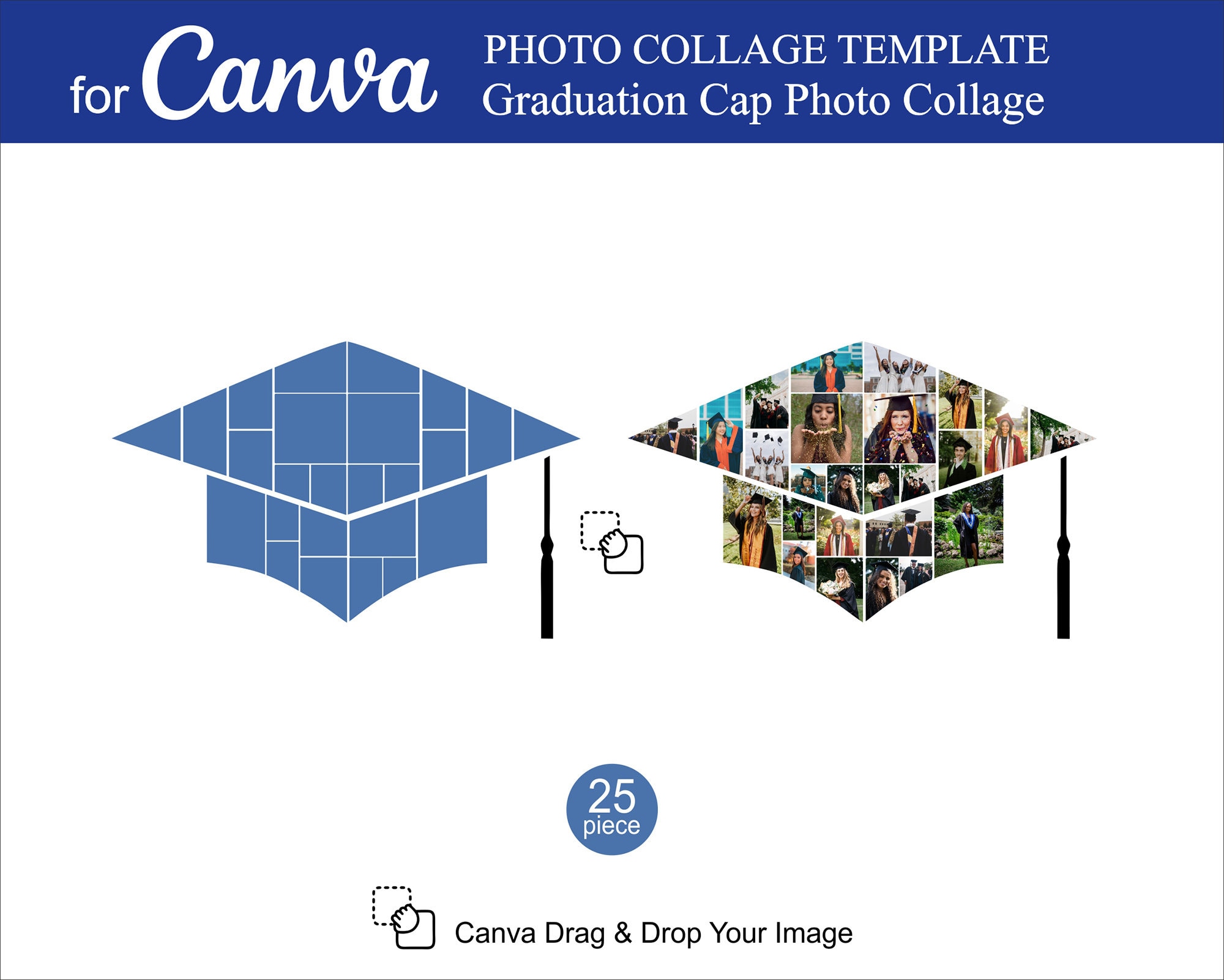 Graduation Cap Photo Collage for Canva Inside 25pcs Photo School ...